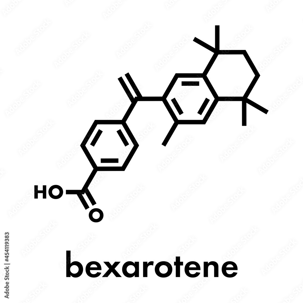 Bexarotene cancer drug molecule. Skeletal formula. Stock Vector | Adobe ...
