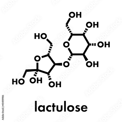 Lactulose chronic constipation drug (laxative) molecule. Skeletal ...