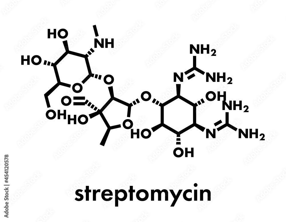 Streptomycin tuberculosis antibiotic (aminoglycoside class) molecule ...