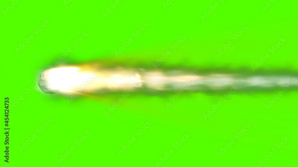 Asteroid Meteor Burning on green background, Realistic vision Meteor ...