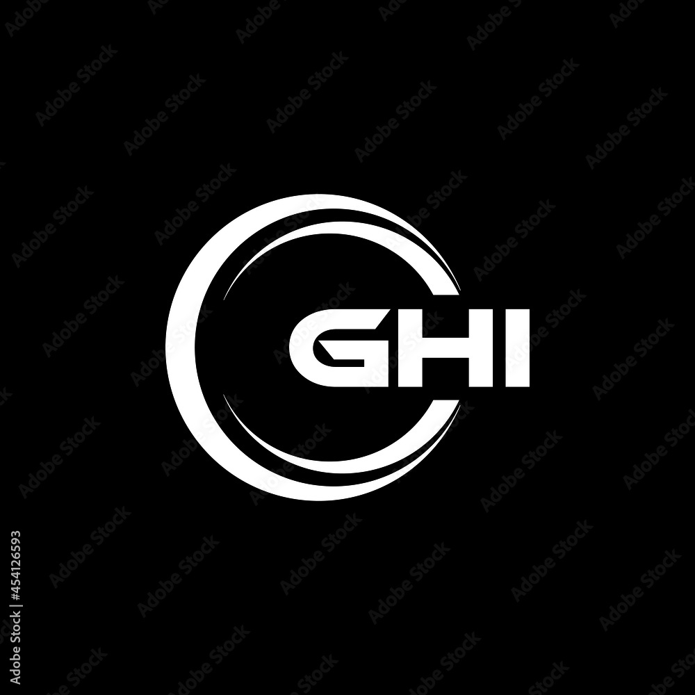 GHI letter logo design with black background in illustrator, vector ...