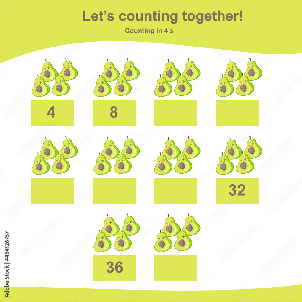 Counting avocadoes for children. Fruit Counting Math Worksheet ...