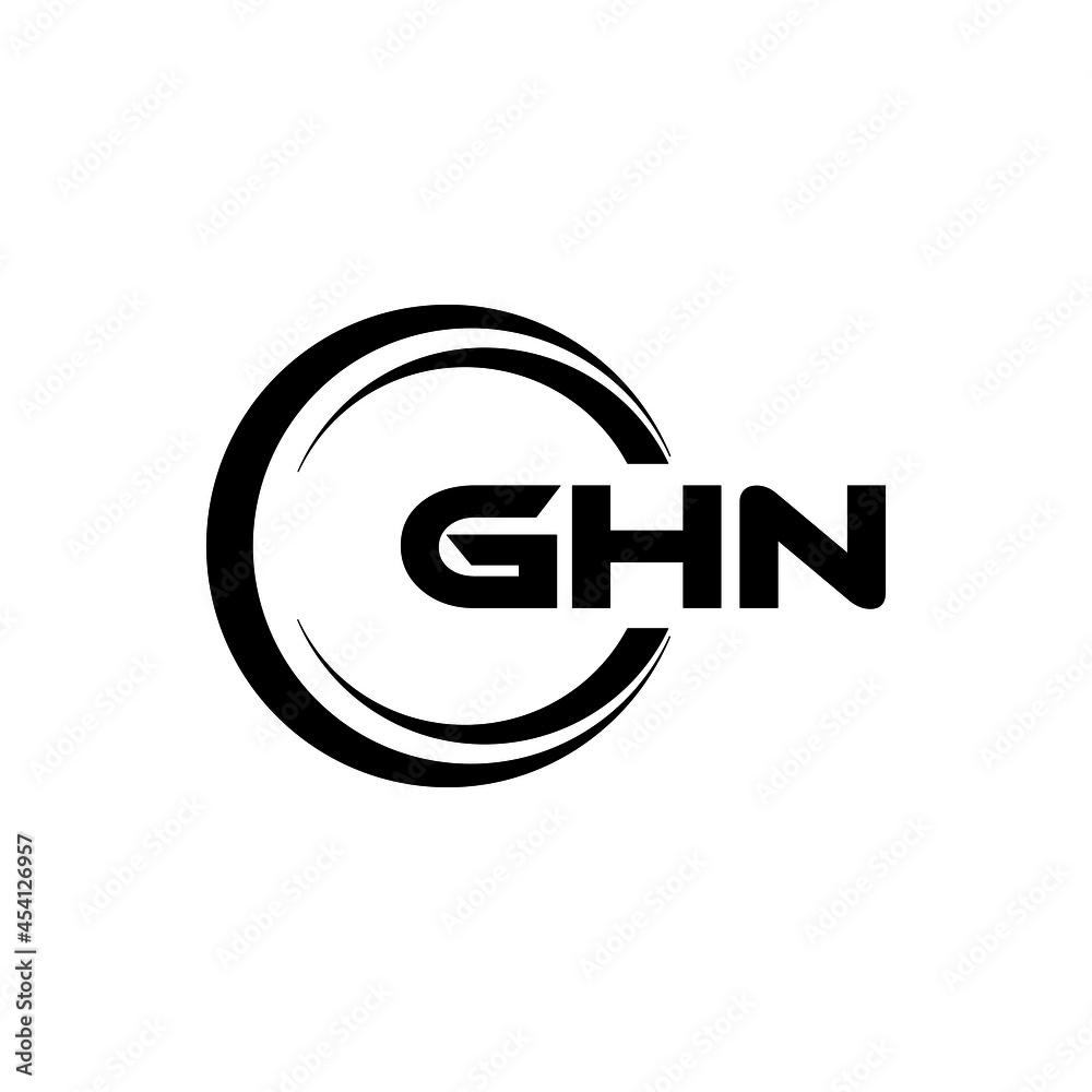 GHN letter logo design with white background in illustrator, vector logo modern alphabet font ...