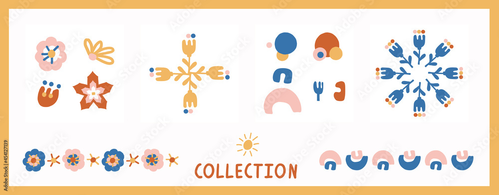 Whimsical henri matisse style cut out shape pattern set. Seamless ...