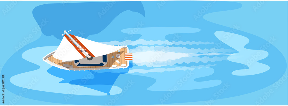 Yachts maritime ships at sea, shipping boats top view. Water transport ...