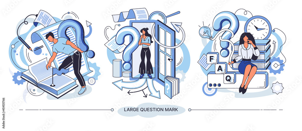 Making confusion by question marks. Questions dilemma situations ...
