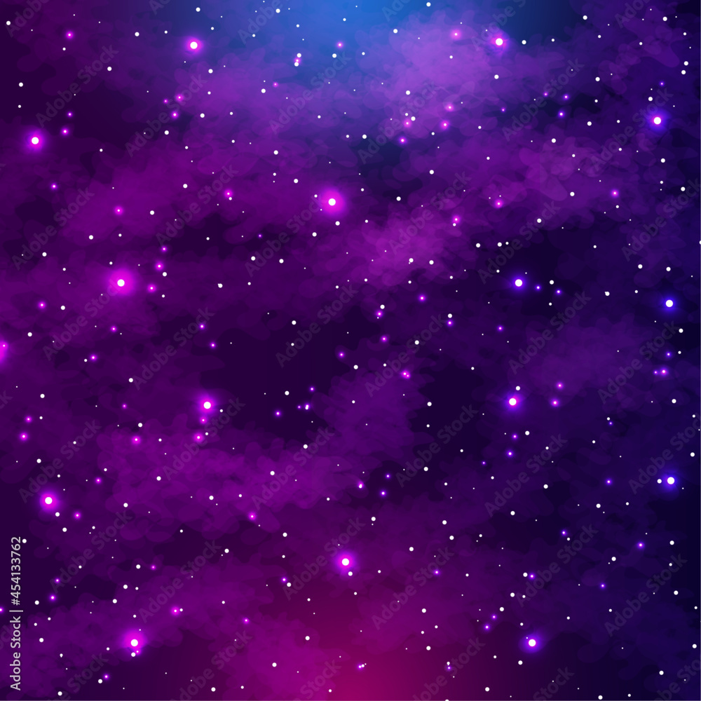 Realistic galaxy background with clouds and stars Stock Vector | Adobe ...