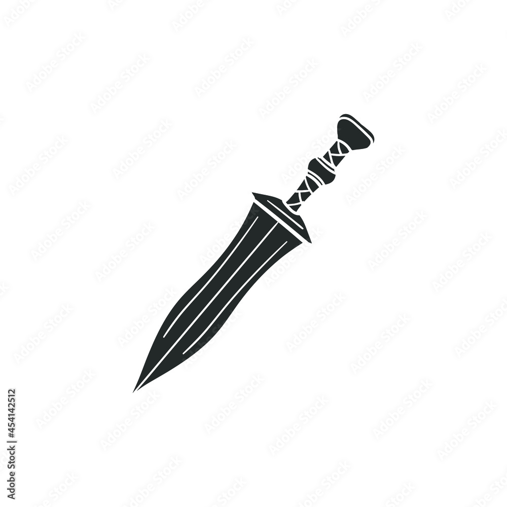 Roman Gladius Icon Silhouette Illustration. Ancient Sword Vector ...