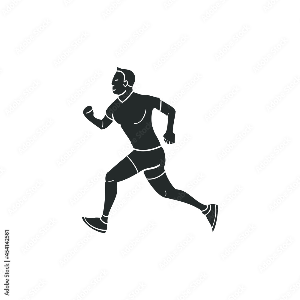 Sport Run Icon Silhouette Illustration. Man Training Vector Graphic ...