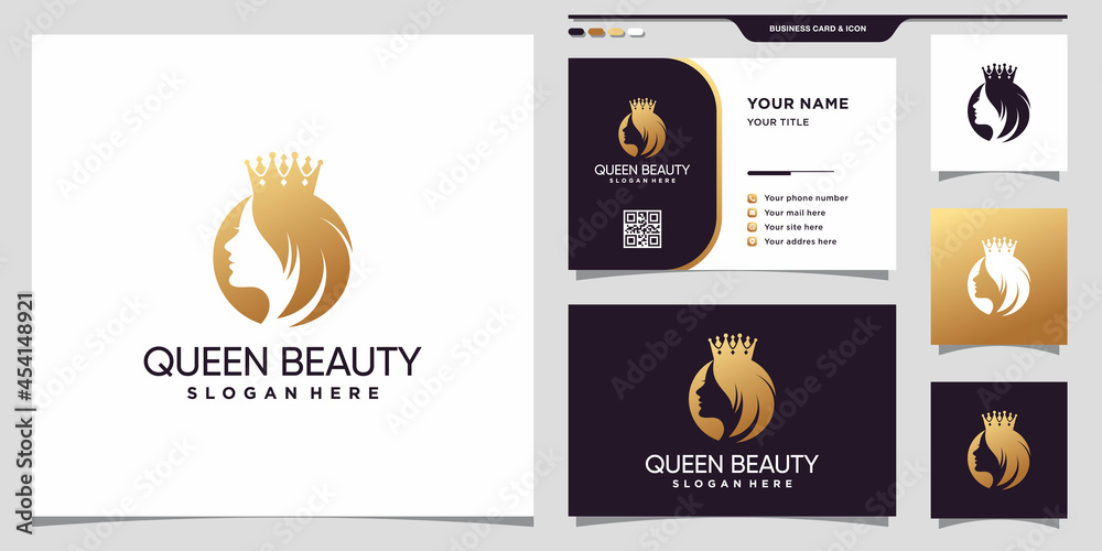 Elegant queen beauty logo with golden gradient style color and business ...