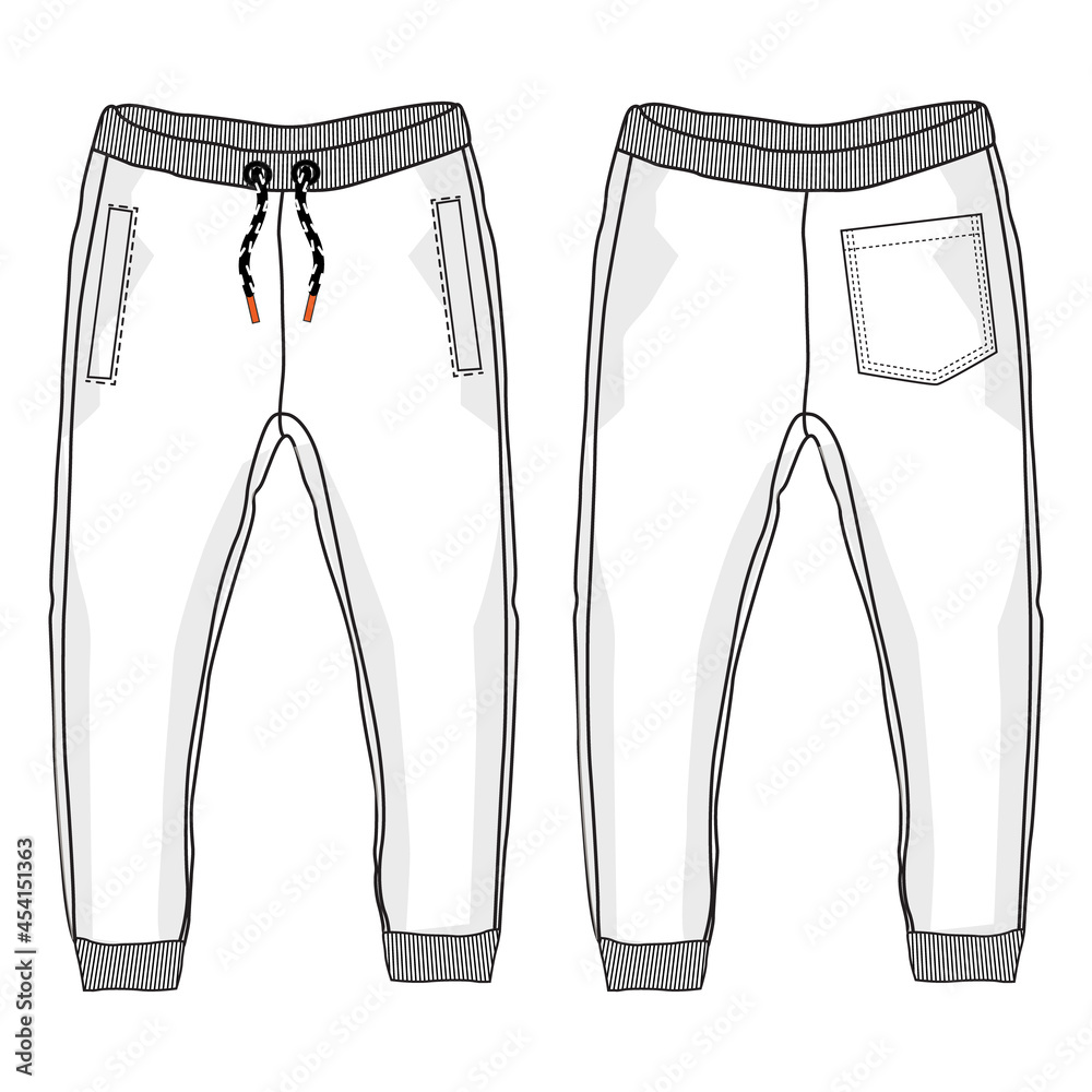 Jogger , JOGGER TECHNICAL FASHION SKETCH VECTOR TEMPLATE Stock Vector ...
