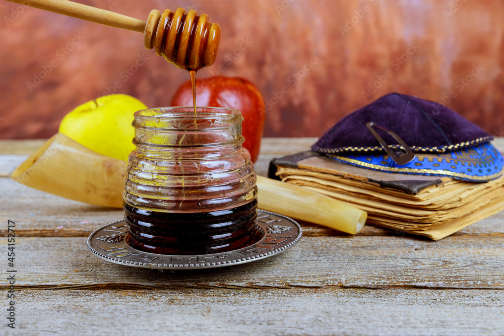Jewish New Year Holiday in the Rosh Hashanah celebration on festive ...
