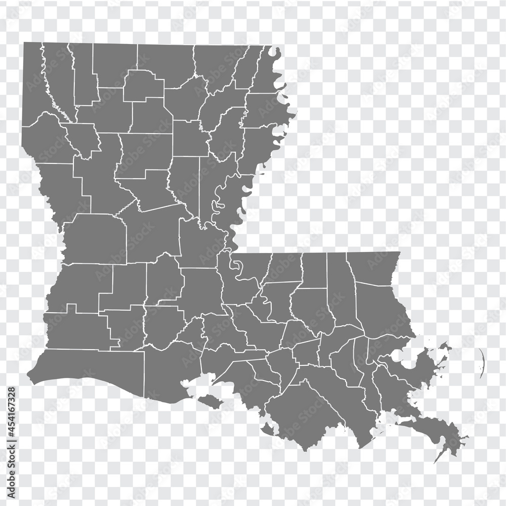 State Louisiana map on transparent background. Louisiana map with ...