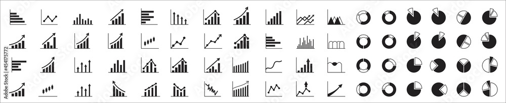 Business Growing graph icons set. Business statistics and analytics ...
