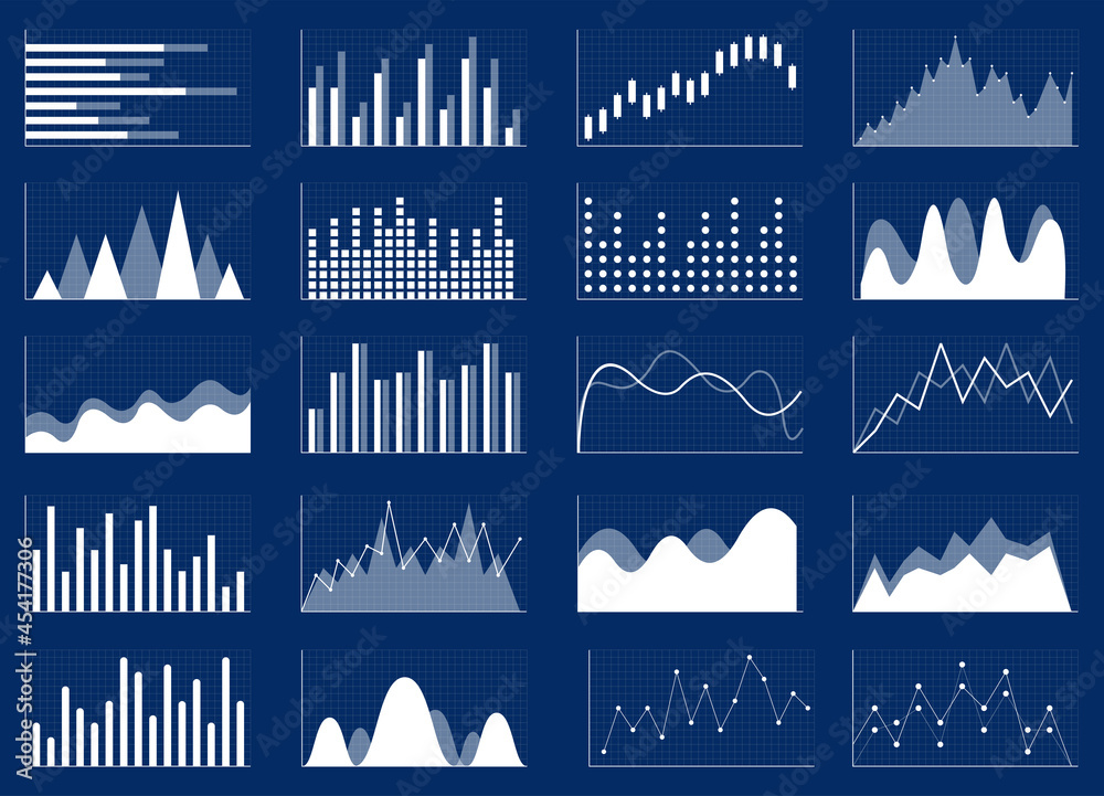 Business Growing graph icons set. Business statistics and analytics ...