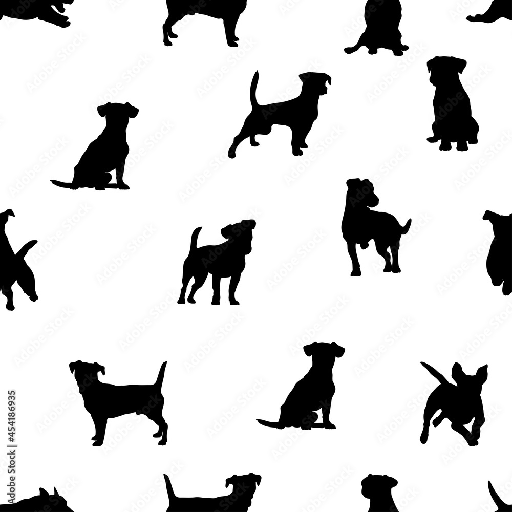 Jack Russell Terrier pattern, dog realistic, black and white, pattern ...