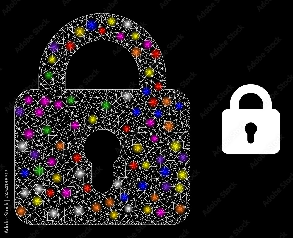 Flare network lock constellation icon with lightspots. Illuminated ...