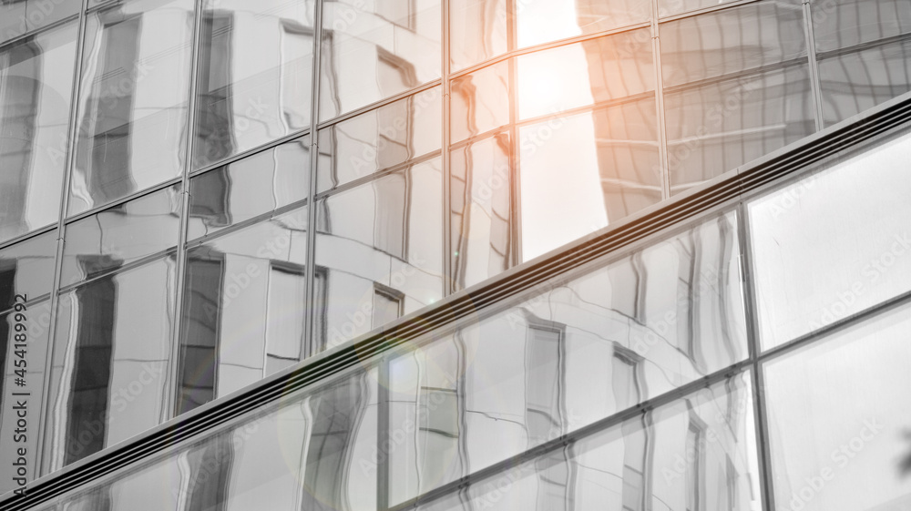 Modern architectural details. Modern glass facade with a geometric ...