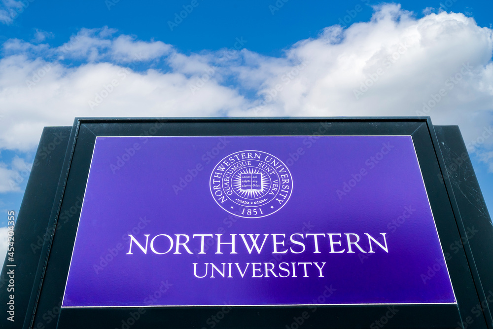 Entrance Sign and Trademark Logo at Northwestern University Stock Photo ...
