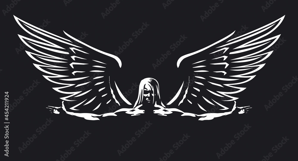 A muscular Angel with Wings Stock Vector | Adobe Stock