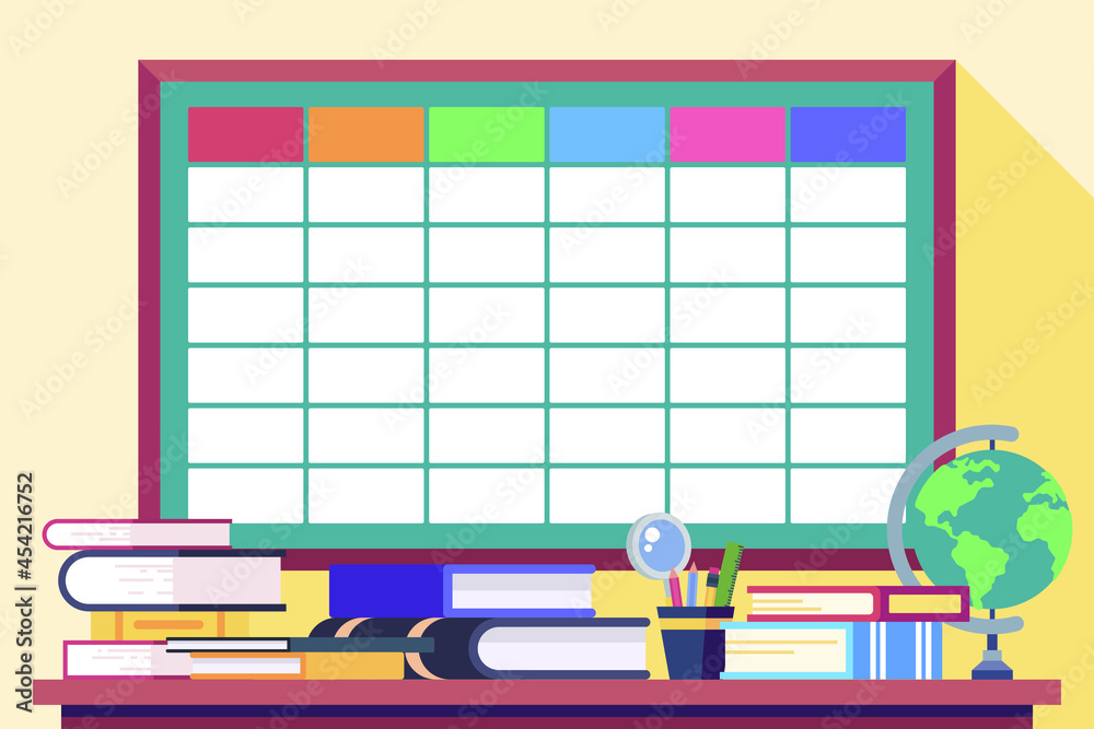 Back to school timetable. Hand drawn. Classroom timetable. Plan note ...