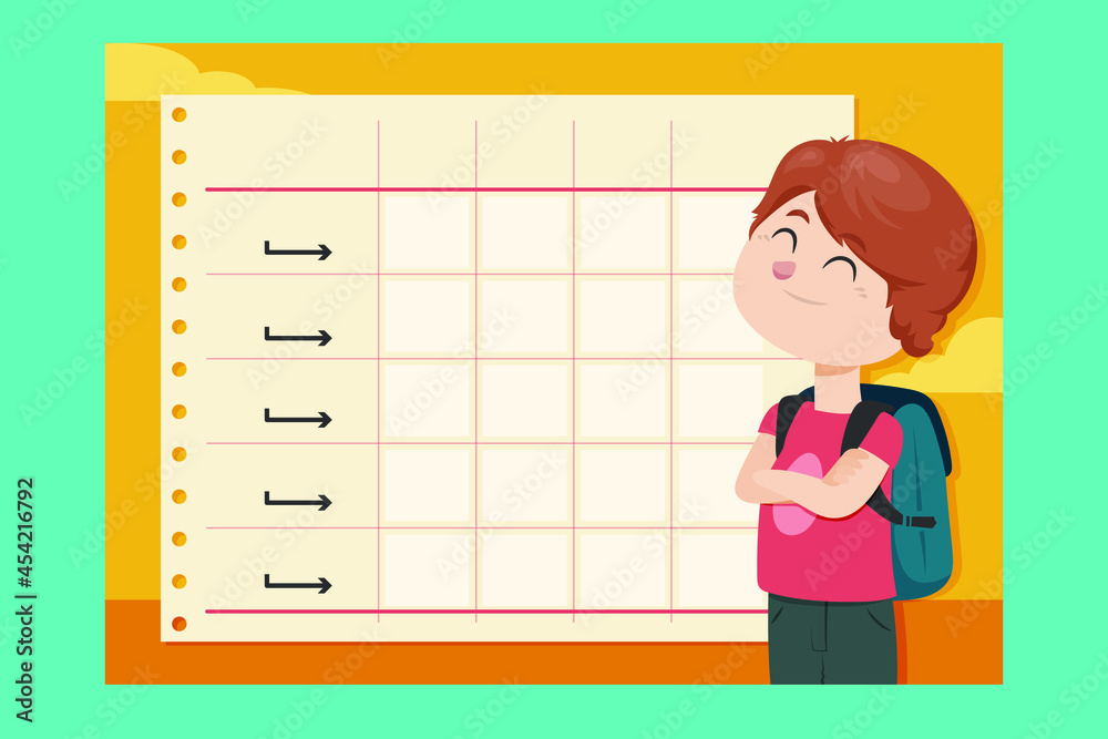 Back to school timetable. Hand drawn. Classroom timetable. Plan note ...