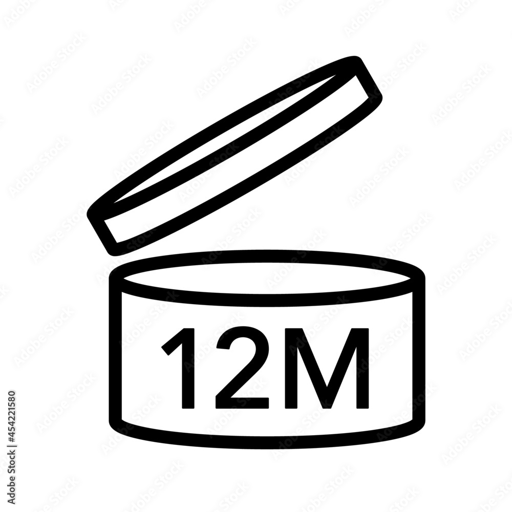 Vector flat style illustration of 12 months cosmetic expiration period ...