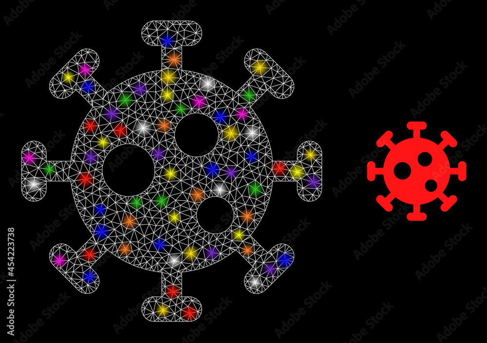 Flare mesh virus glare icon with lightspots. Illuminated vector ... Flare mesh virus glare icon with lightspots. Illuminated vector ...