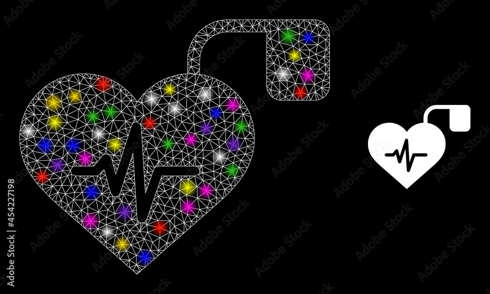Vecteur Stock Glossy mesh pulse pacemaker glare icon with light spots ... Vecteur Stock Glossy mesh pulse pacemaker glare icon with light spots ...