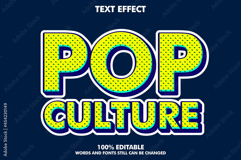 Pop art culture text effect for retro sticker Stock Vector | Adobe Stock