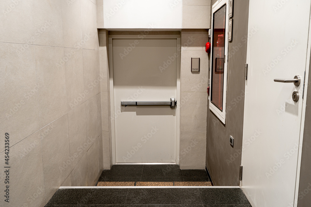 Fire exit doors inside the building in case of fire, use this way for ...