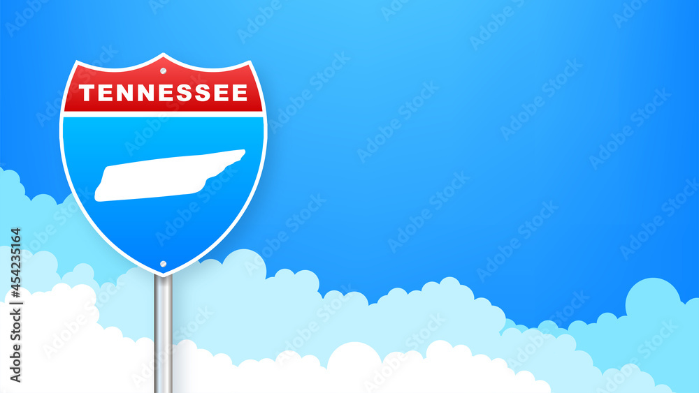 Tennessee map on road sign. Welcome to State of Tennessee. Vector ...