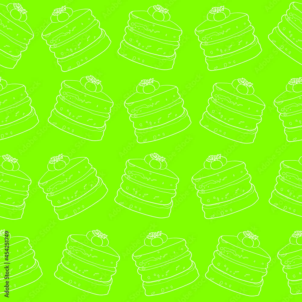 Colored pliny pattern. Vector green background white line. Cafe menu ...