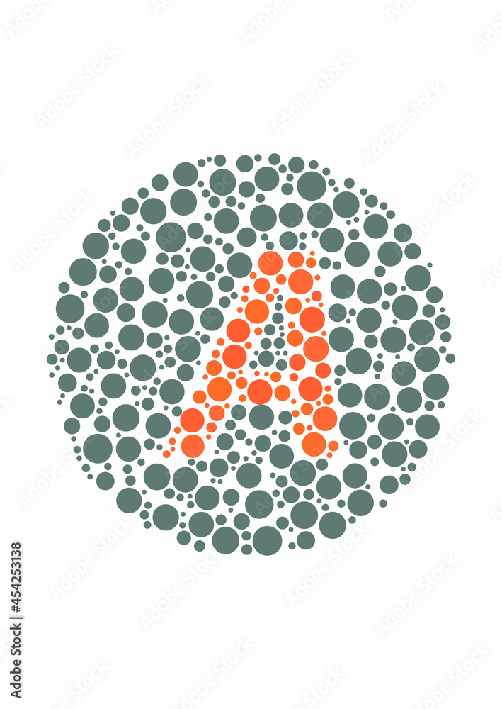 Vector graphic of Color blind test design. The Letter A cunningly hid ...