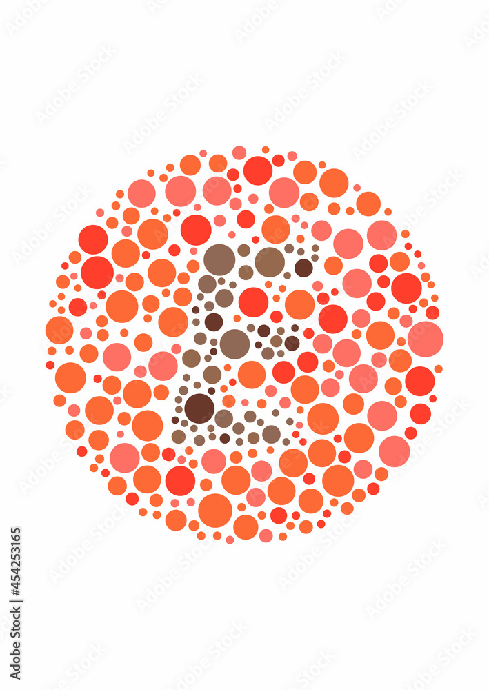 Vector graphic of Color blind test design. The Letter E cunningly hid ...