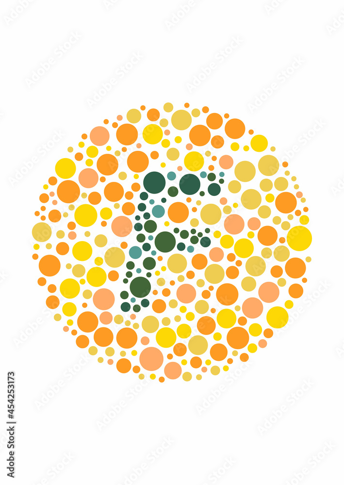 Vector graphic of Color blind test design. The Letter F cunningly hid ...