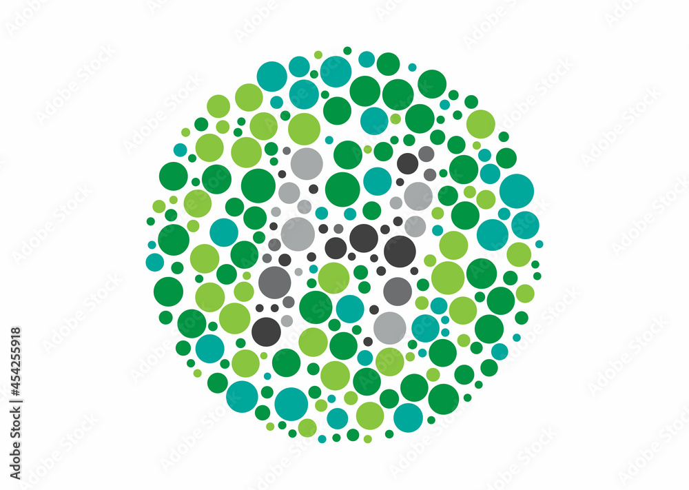 Vector graphic of Color blind test design. The Letter H cunningly hid ...