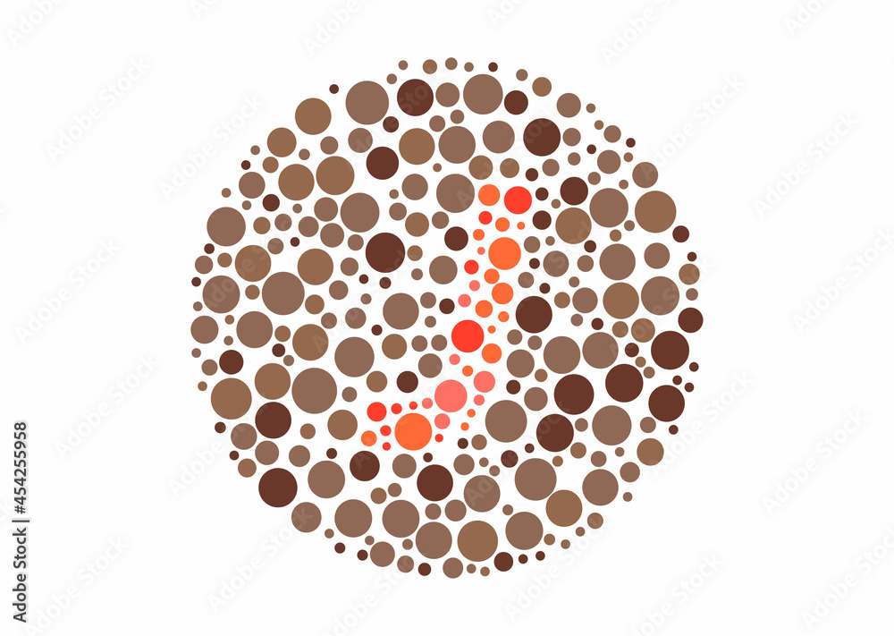 Vector graphic of Color blind test design. The Letter J cunningly hid ...