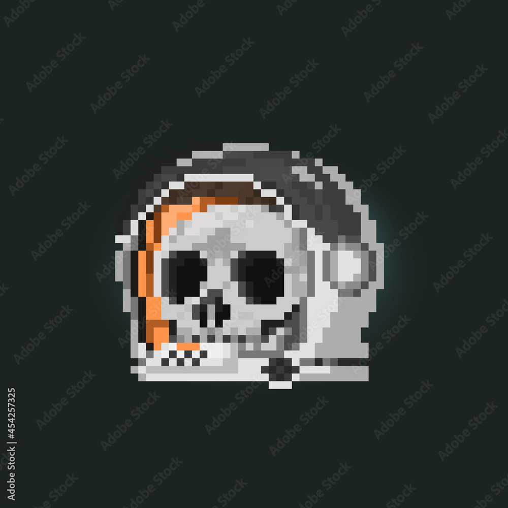 Pixel art skull head inside the astronaut helmet icon. Stock Vector ...