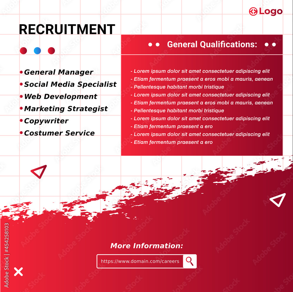 Recruitment poster template. Square social media advertising post ...