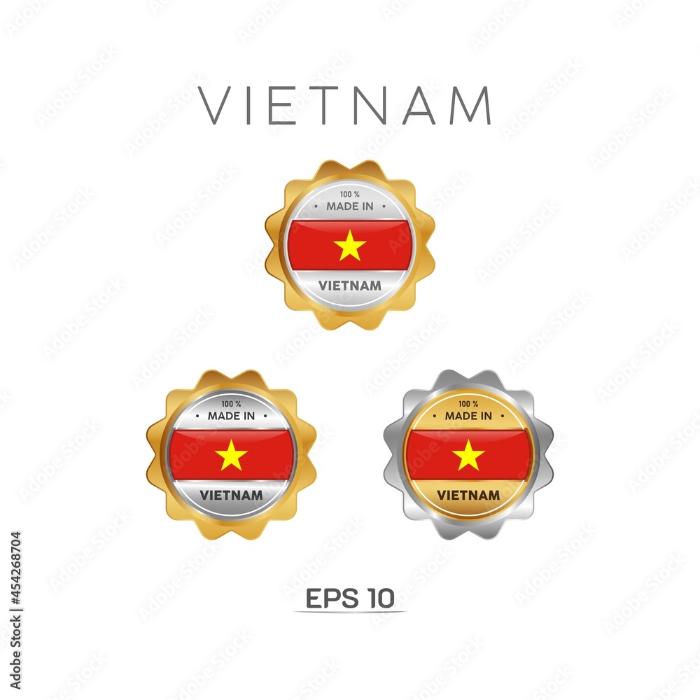 Made in Vietnam Label, Stamp, Badge, or Logo. With The National Flag of ...