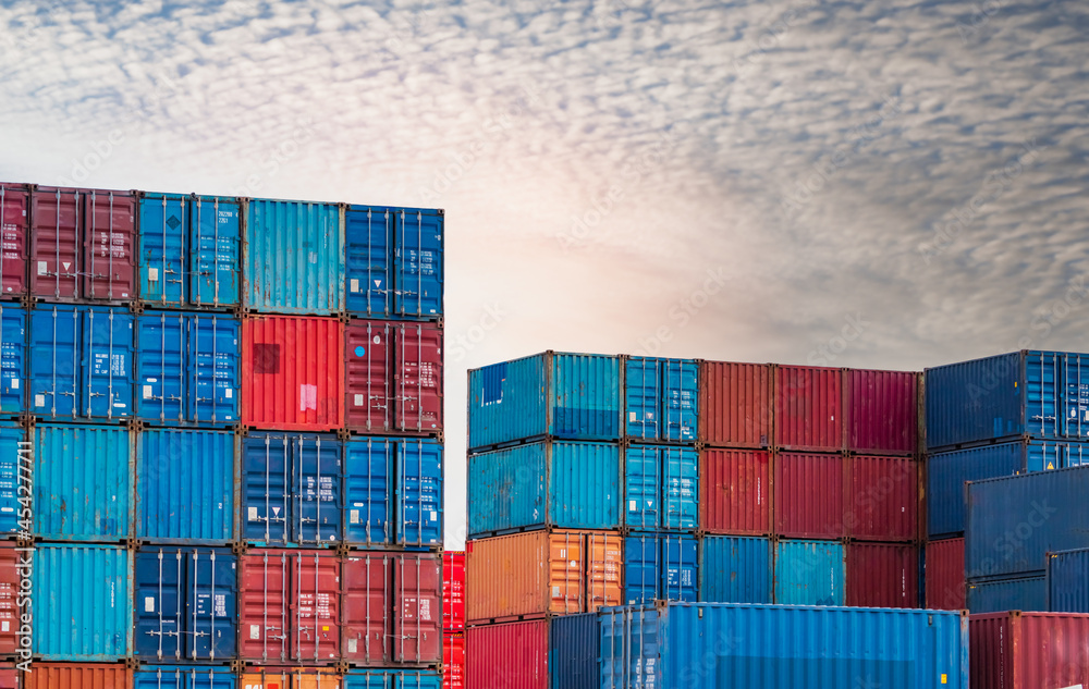 Container logistic. Cargo and shipping business. Container ship for ...