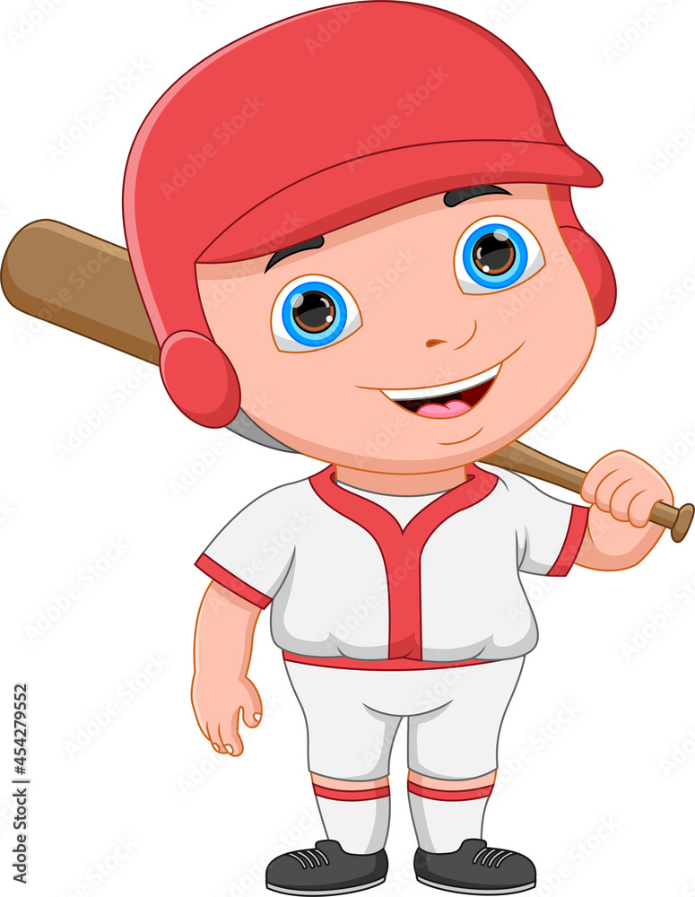 cartoon boy baseball player posing Stock Vector | Adobe Stock
