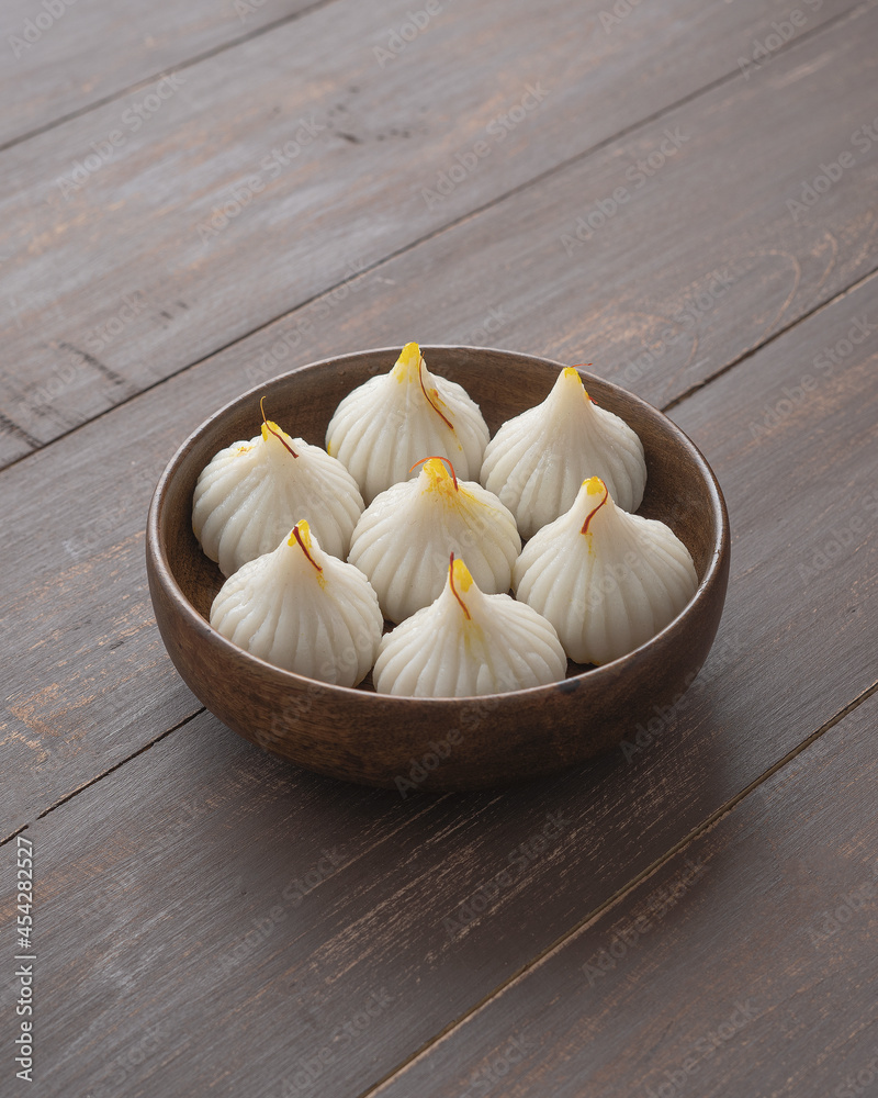 Steamed Modak, ukdiche modak, white modak made from rice flour and ...