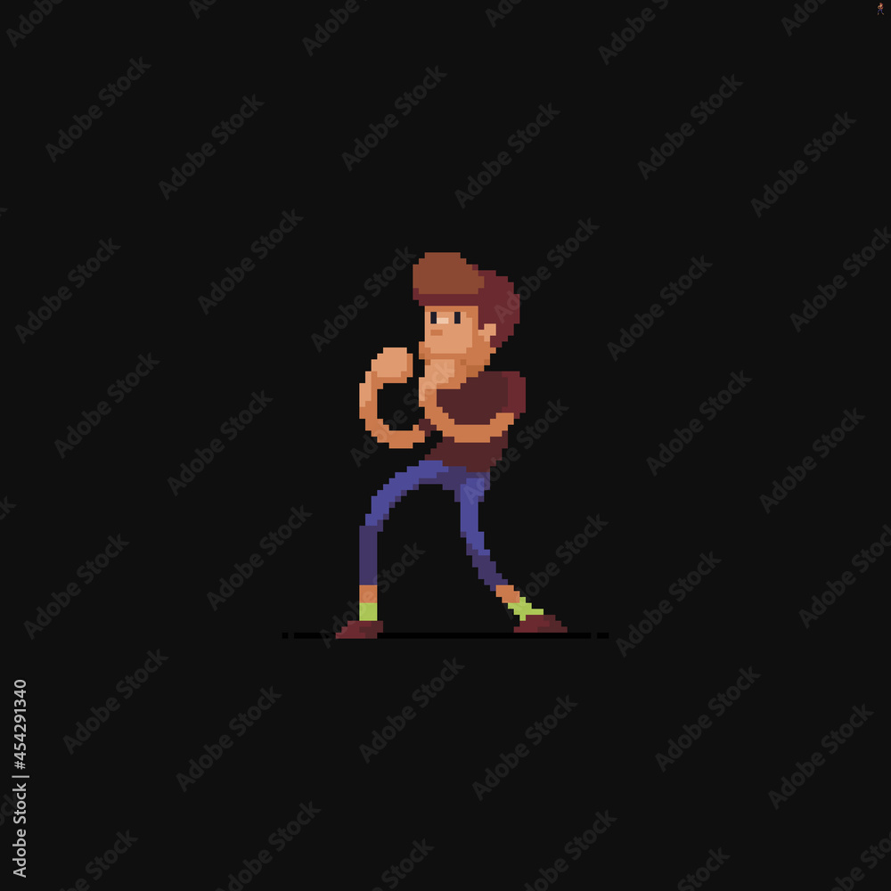 Pixel art male character ready to fight Stock Vector | Adobe Stock