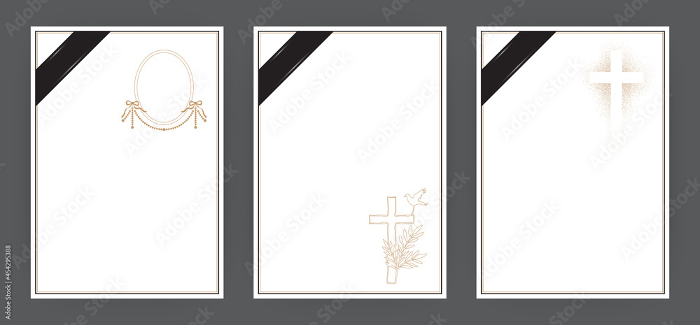Set of obituary template with funeral elements. Vector illustration, A4 ...