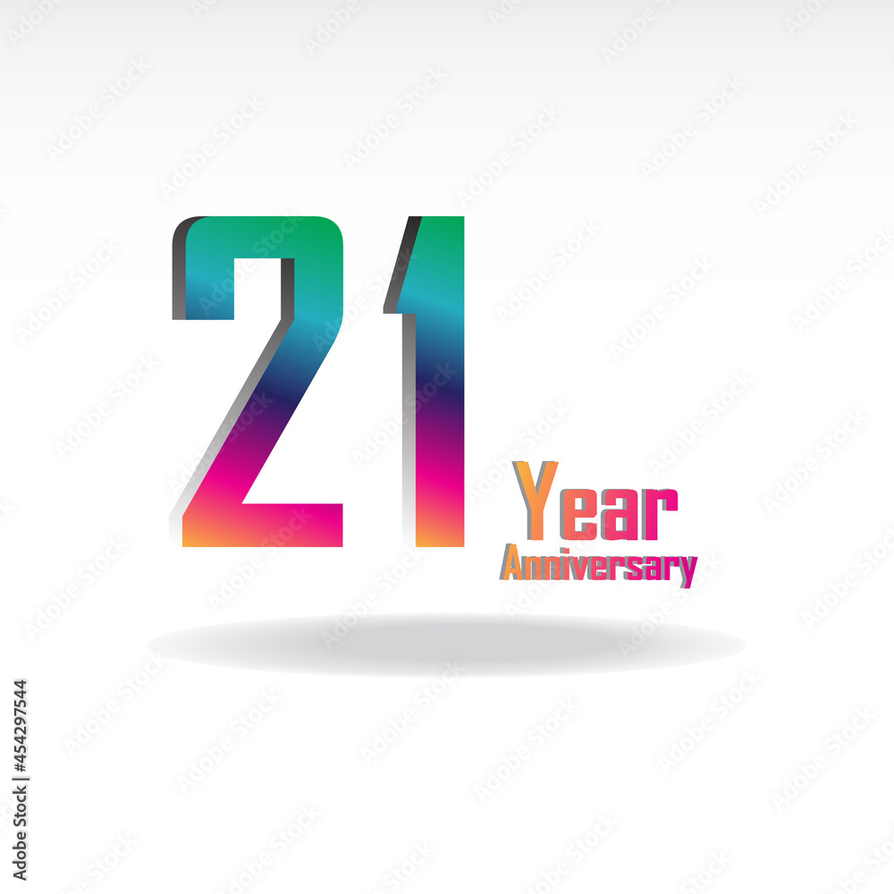 21 th anniversary event party. Vector illustration. numbers template ...