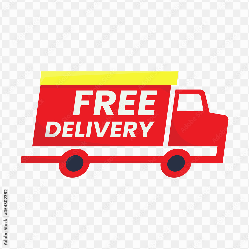 Free Delivery banner design, red and yellow color, Vector Illustration ...