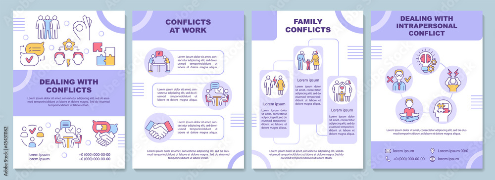 Dealing with conflicts brochure template. Relations issues. Flyer ...