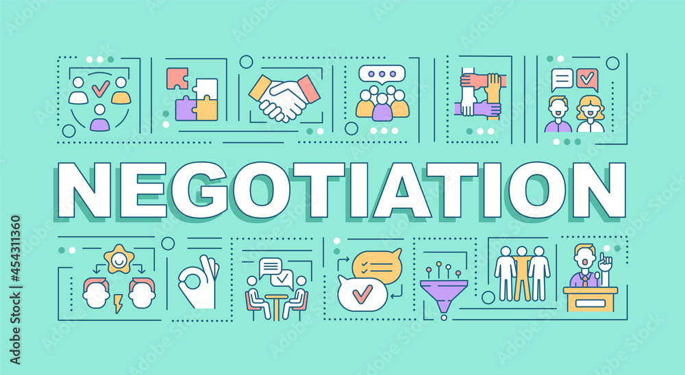 Negotiation word concepts banner. Conflict management strategy ...